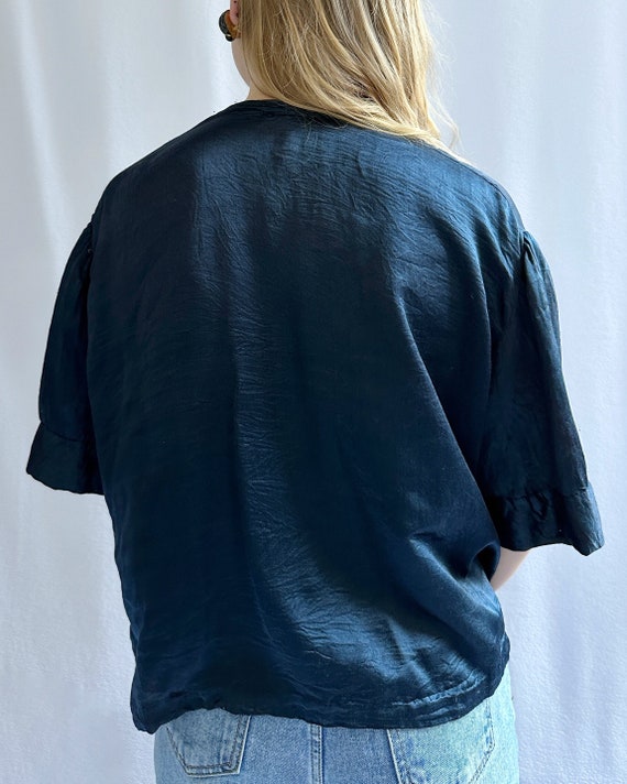 Antique 1920s Navy Blue Silk Blouse / Jacket - Gem