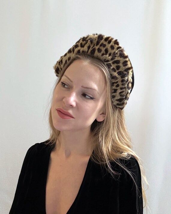 Vintage 1950s Leopard Print Headband Hat/Fascinator - Gem