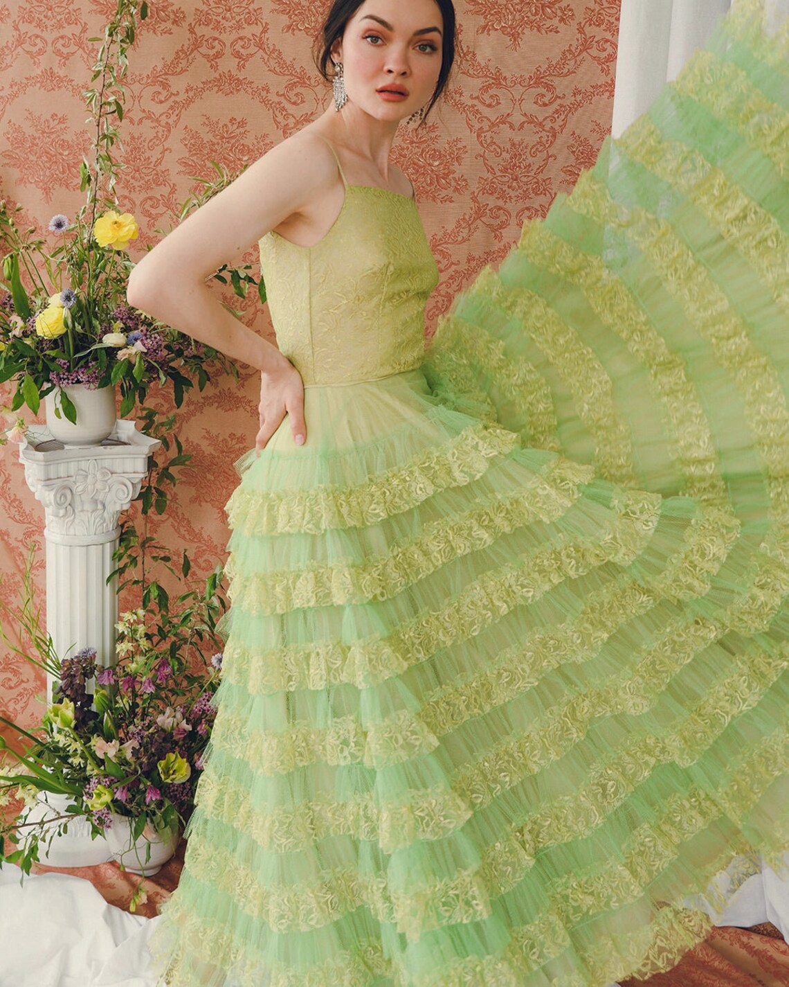 Vintage 1950s Chartreuse Lace Cupcake Dress - Etsy
