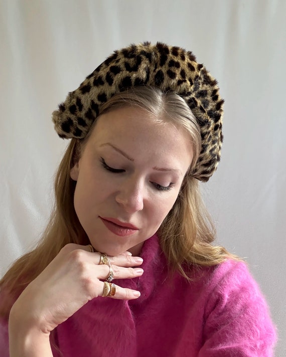 Vintage 1950s Leopard Print Headband Hat/Fascinator - Gem