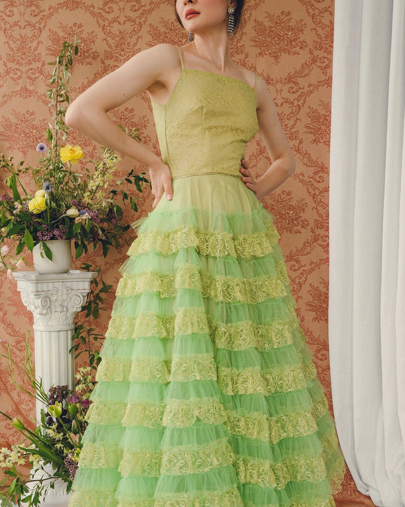 Vintage 1950s Chartreuse Lace Cupcake Dress - Etsy