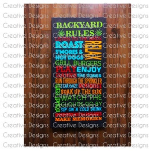Backyard Rules Word Art, SVG File, PNG File, Digital File, Backyard ...