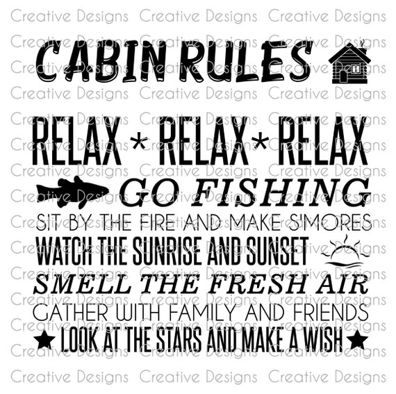 Cabin Rules SVG File Png File Digital File Wall Decal - Etsy