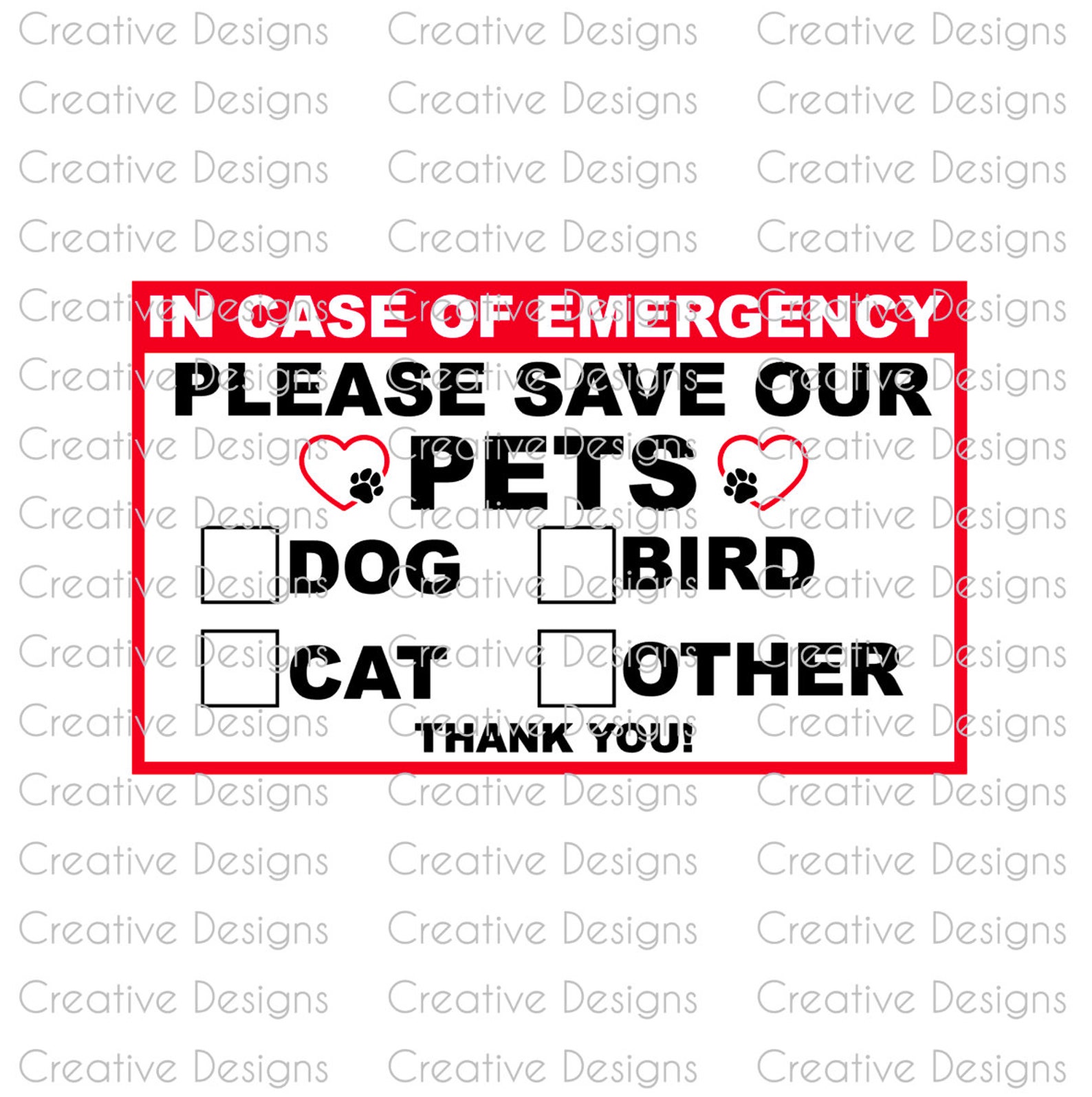 In Case of Emergency SVG, Save Our Pets PNG, Pet Safety File, Dog ...