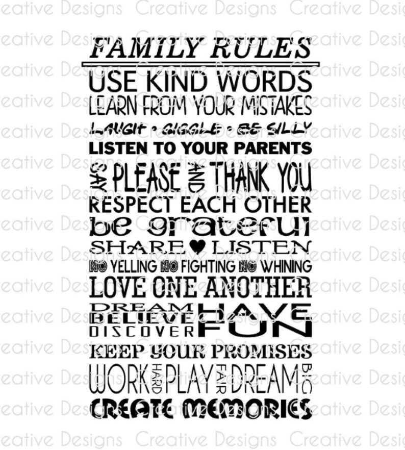 Family Rules Word Art SVG File PNG File Digital File - Etsy