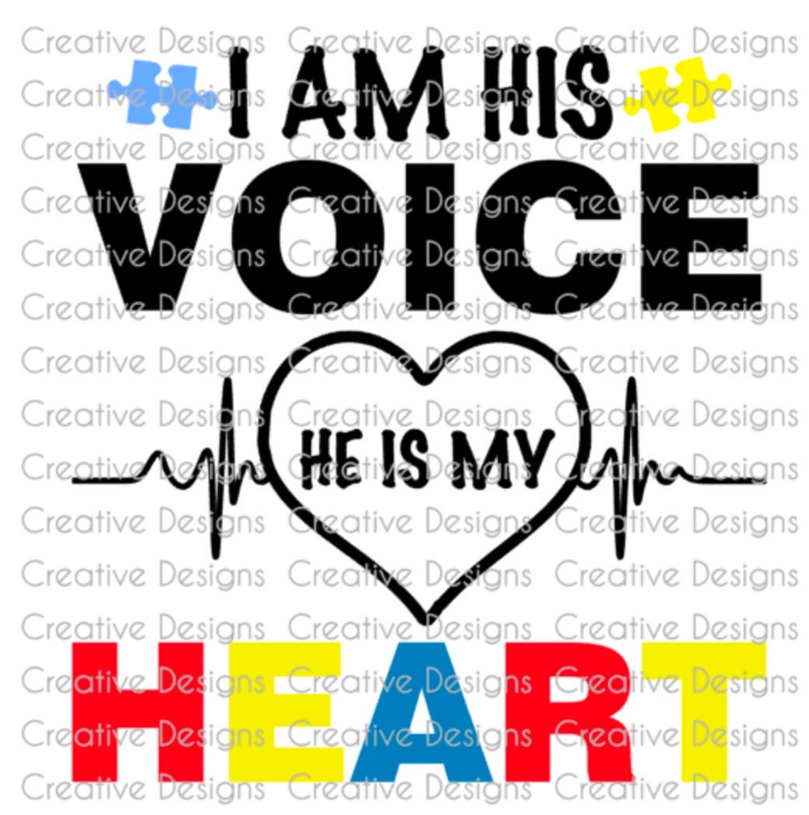 I Am His Voice He is My Heart, SVG File, PNG File, Digital File, Autism ...