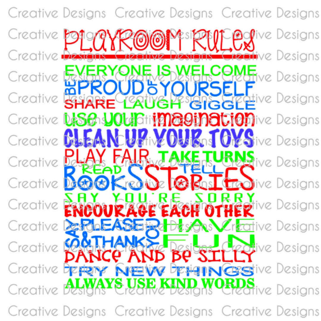 Playroom Rules, SVG File, PNG File, Digital File - Etsy