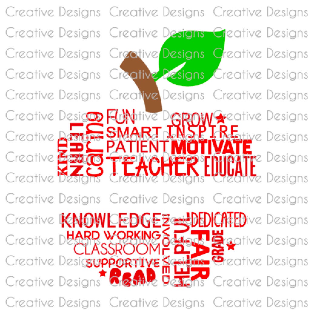 Teacher Apple Word Art SVG File PNG File Digital File | Etsy Canada