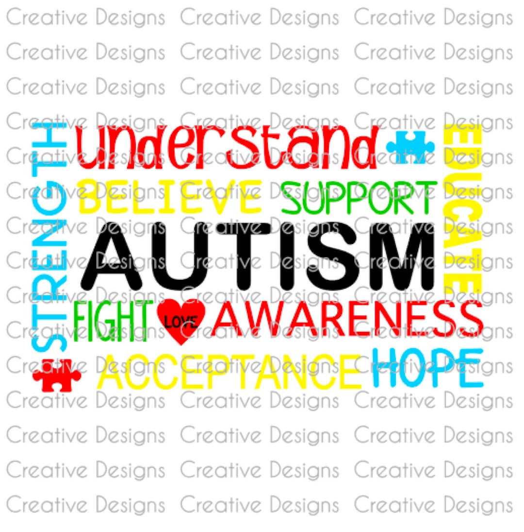 Autism Awareness Word Art, SVG File, PNG File, Digital File, Autism ...