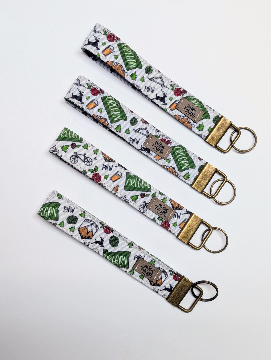 Handmade Oregon Keychain, Cotton Twill Wristlet Key Fob - Etsy