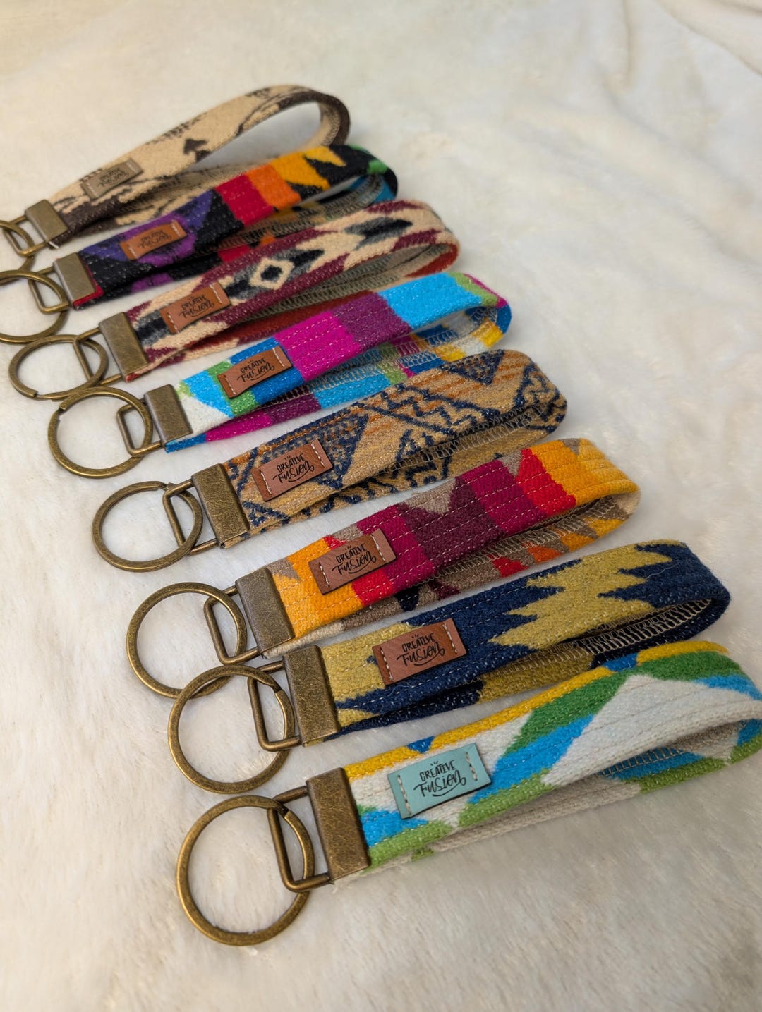 HANDMADE Wool Keychain, Wrist Keychain, Key Fob, FUN Colors, Key Holder ...