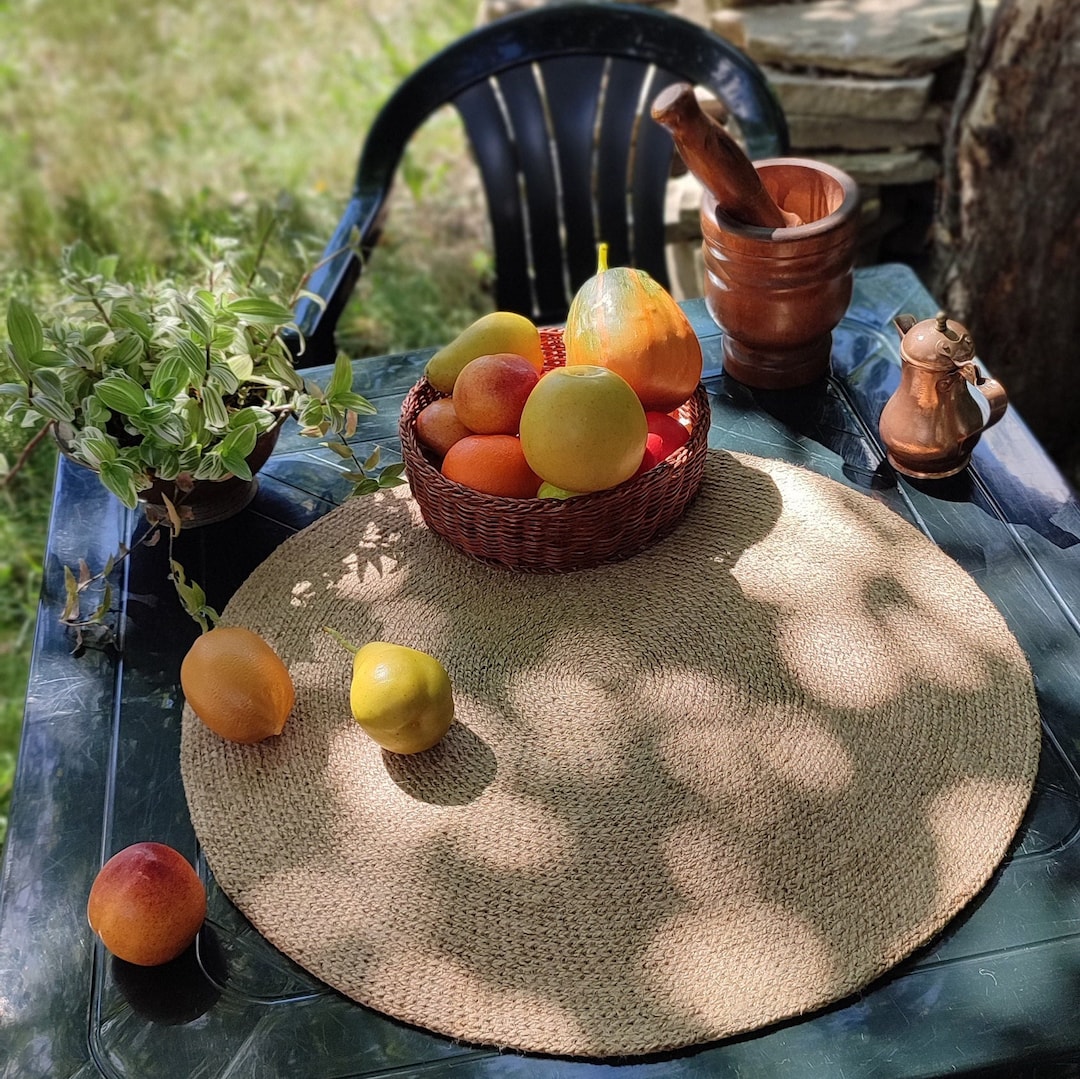 30 Inch Extra Large Jute Crochet Table Mat Round Placemats Table Heat ...