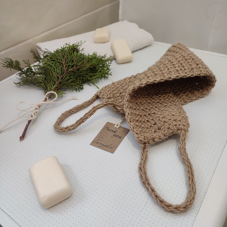 Crochet Washcloth - Back Scrubber, Jute Body Scrub, Zero Waste Husband ...
