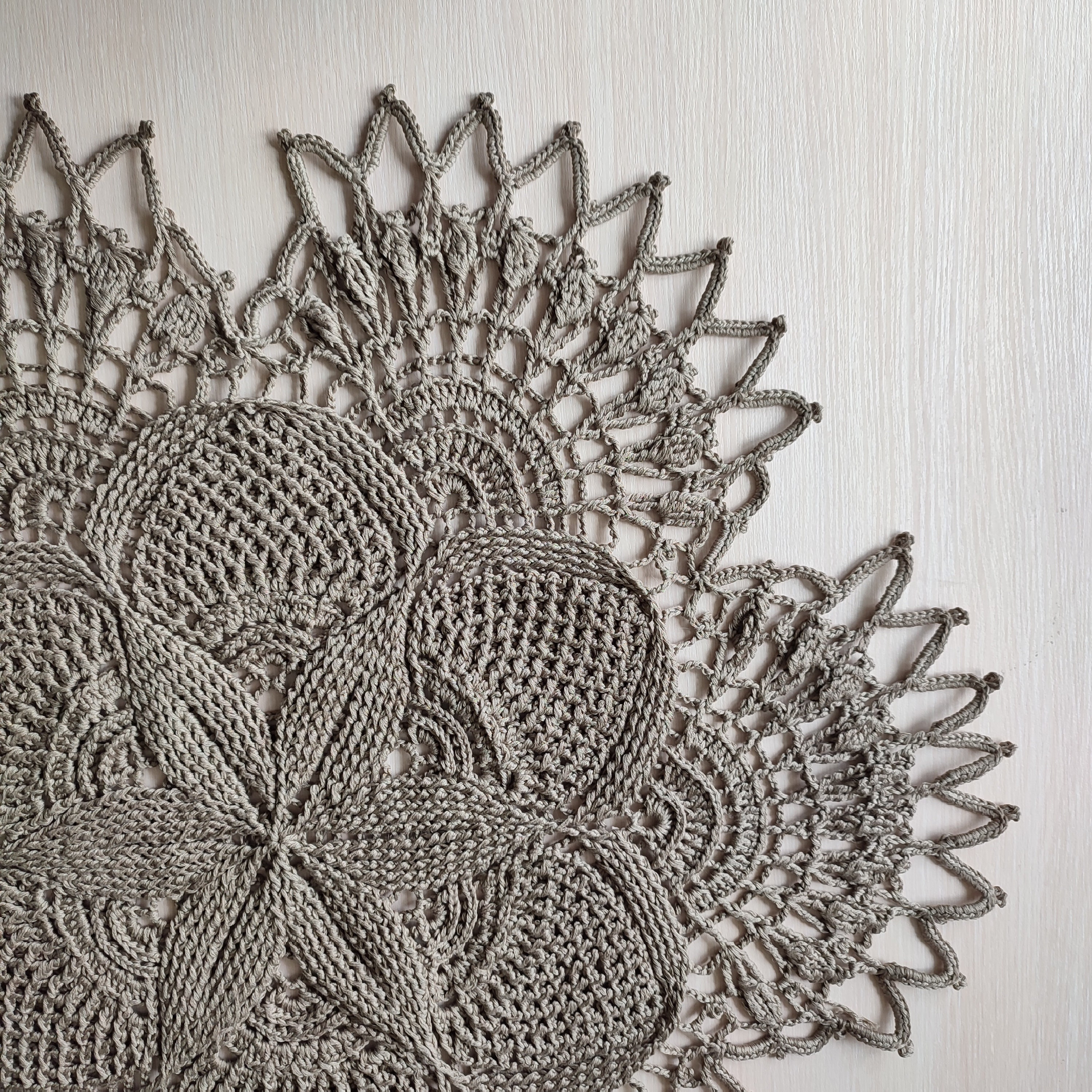 Crochet Doily 33.4 Inch Gray Textured Large Cotton Tablecloth Decor ...