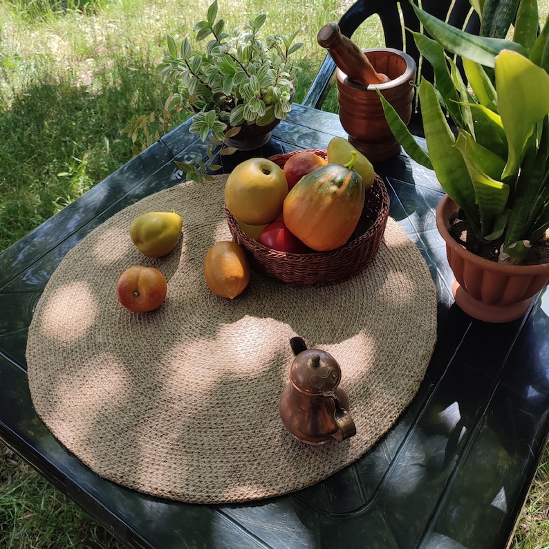 30 Inch Extra Large Jute Crochet Table Mat Round Placemats Table Heat ...