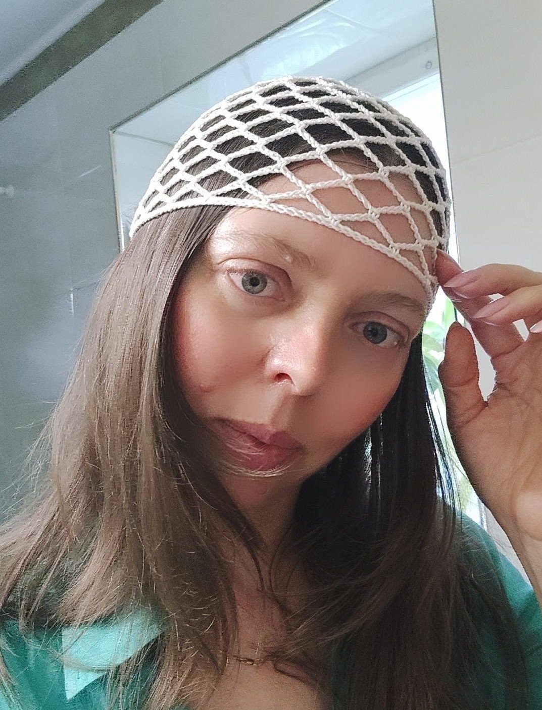 Stunning Coquette Mesh Lace Juliette Beanie Handcrafted Crochet Milk ...