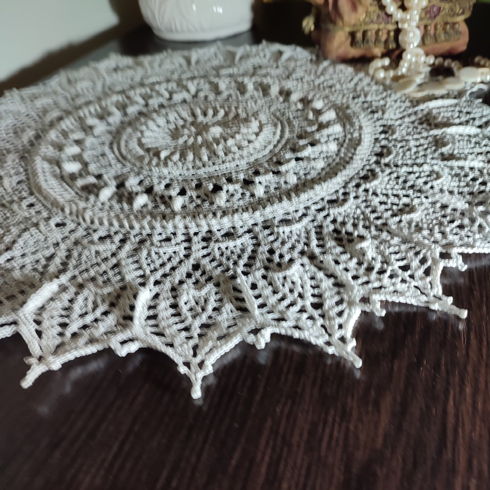 20" Lace Doilies, White Textured Large Cotton Doily, House Warming Gift ...