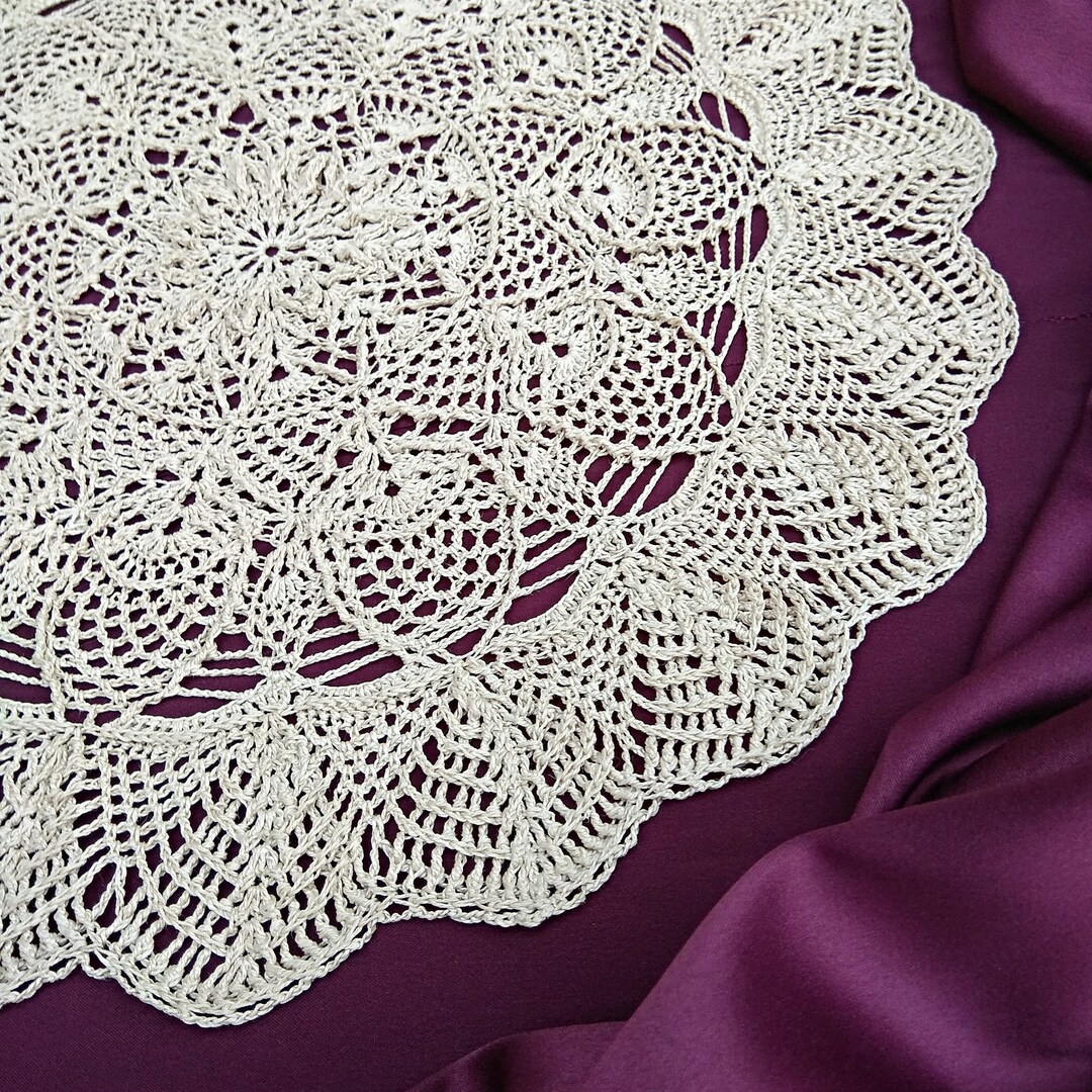 Crochet Doily Tablecloth Large Doilies 16 Inch Home Decor Beidge ...