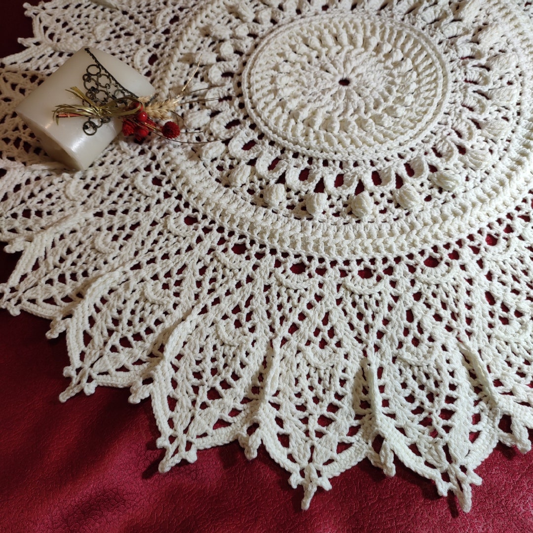 30" Lace Doilies Large Milk Textured Large Cotton Doily Housewarming ...