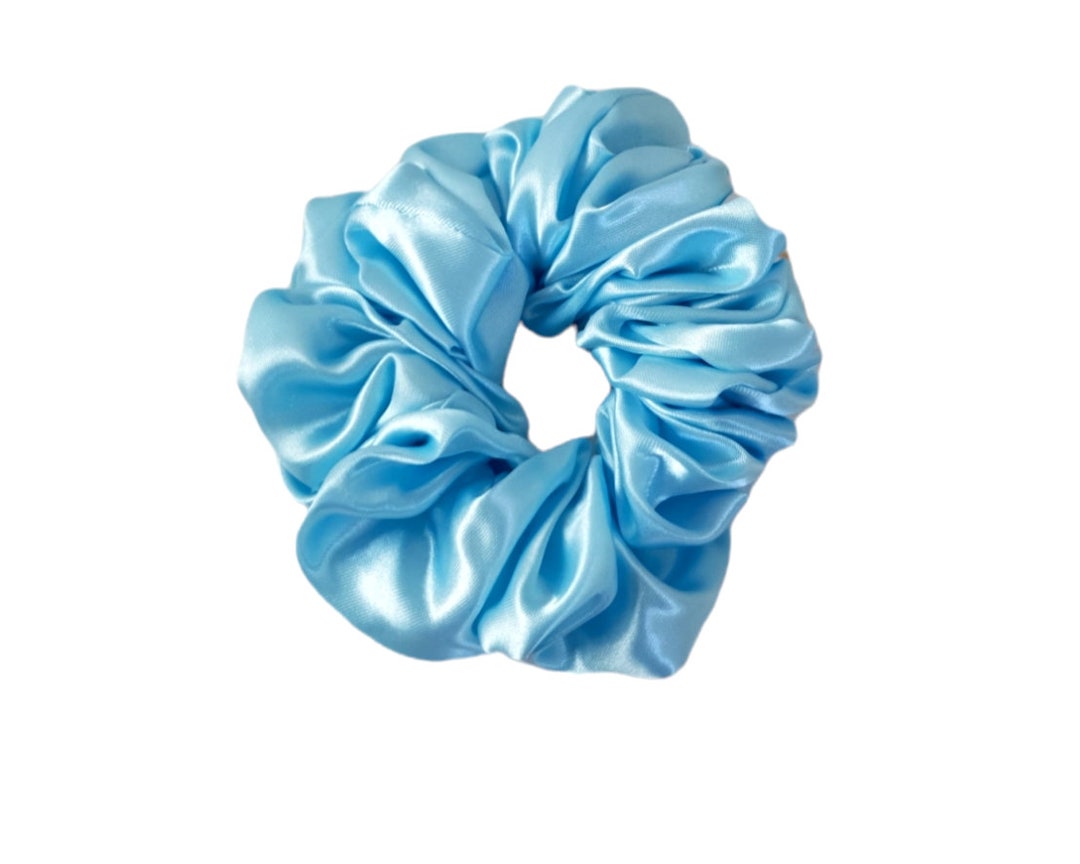 Sky Blue Satin Scrunchie, Blue Silk Scrunchie, Blue Hair Scrunchie ...