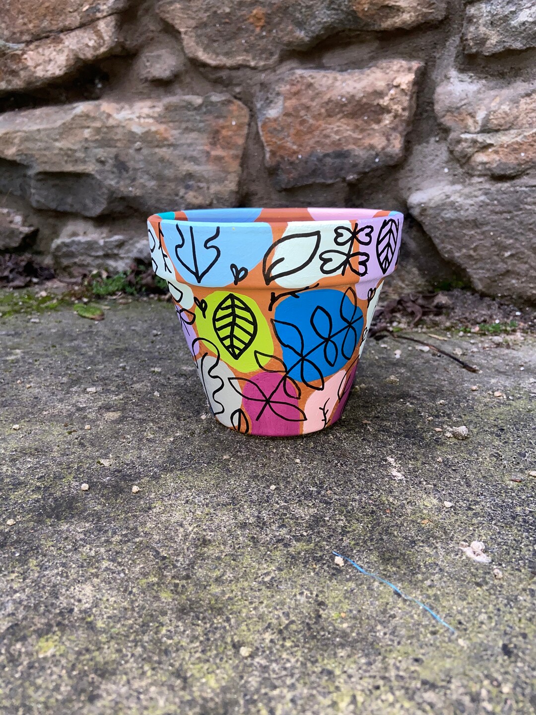 Medium Sized Botanical Themed Plant Pot Customisable Colours Vibrant ...
