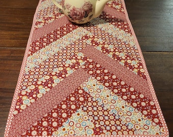 One of a Kind, Quilted Braided Table Runner Blue Candy Floral, 15x40, Dining Table Accent ...
