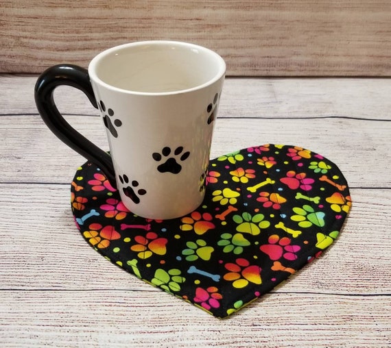 Mug Rug Rainbow Paws Fabric Coaster Dog Lovers Gift Coffee - Etsy