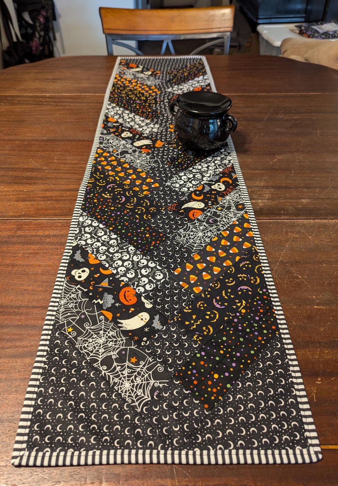 Gothic Halloween Table Runner, One-of-a-kind 11" Wide by 46" Long ...