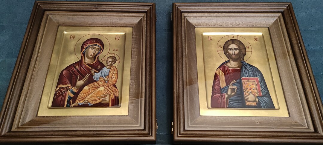 Wedding Orthodox Hand Painted Icons in Case, Icons for a Family and Home, Icons for the Church ...