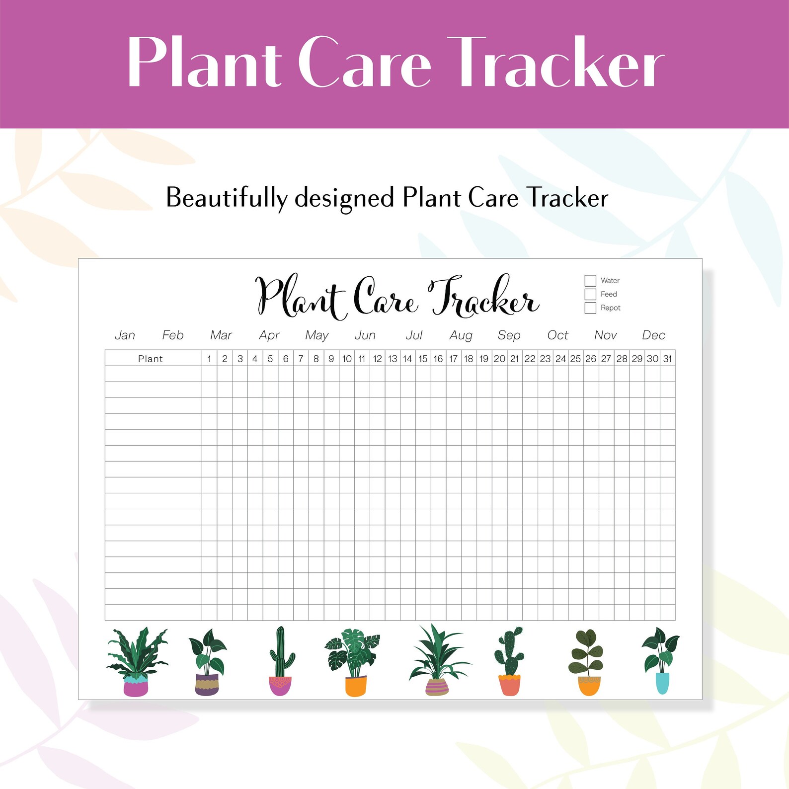 Plant Care Tracker - Plant Calendar - Plant Tracker- Plant Journal ...