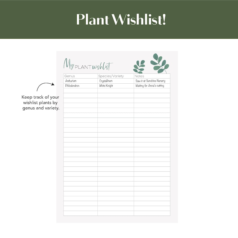 Plant Planner- Garden Planner- Plant Tracker- Plant Journal- Printable ...