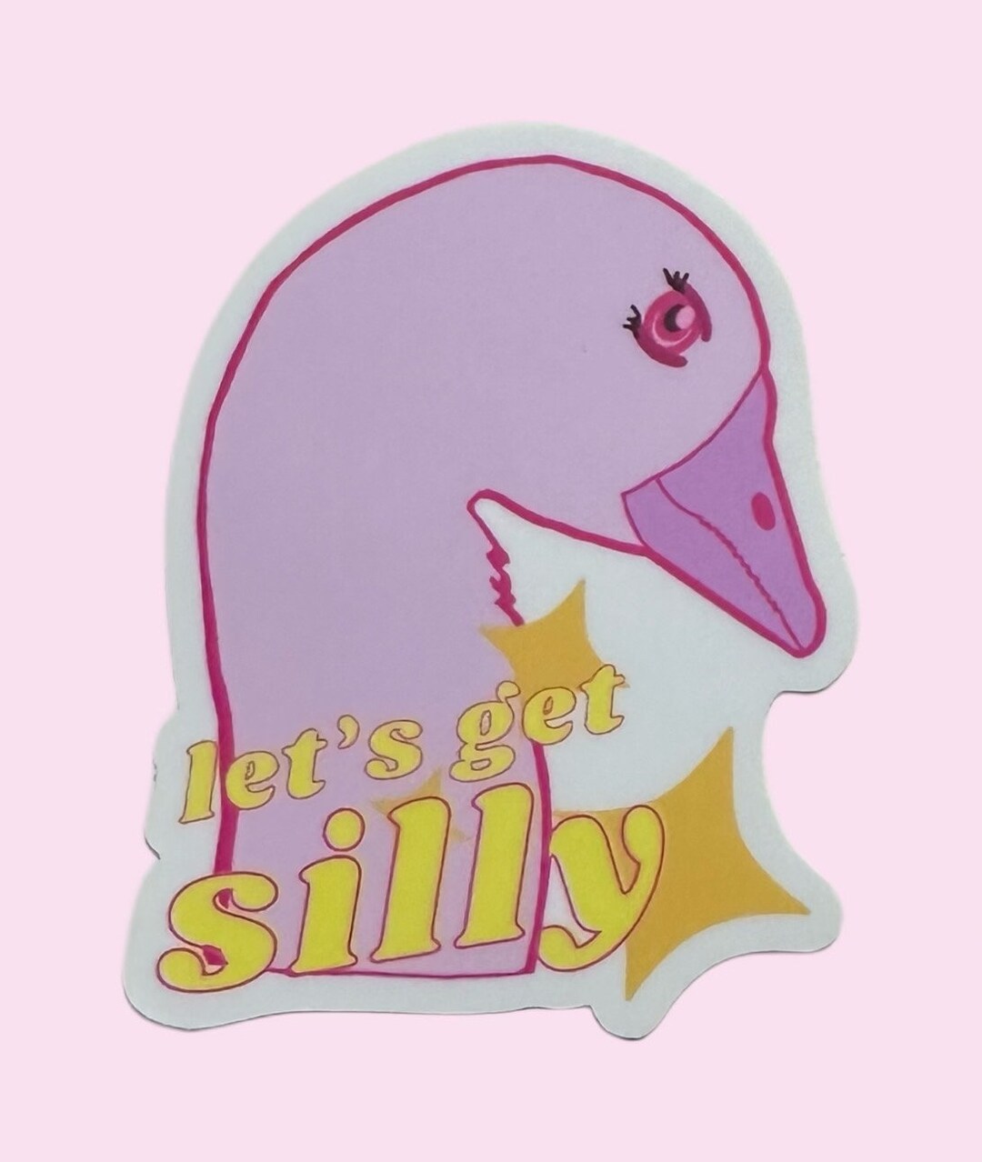 Let’s Get Silly! - Pink Silly Goose Sticker - Cute Kawaii Vinyl Sticker ...