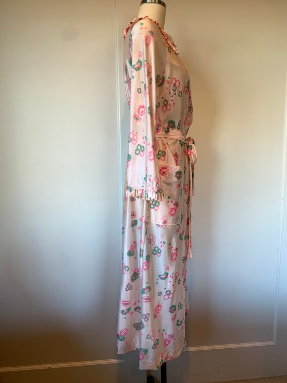 Vintage Pink and Green Vintage Robe with Matching Belt - Gem