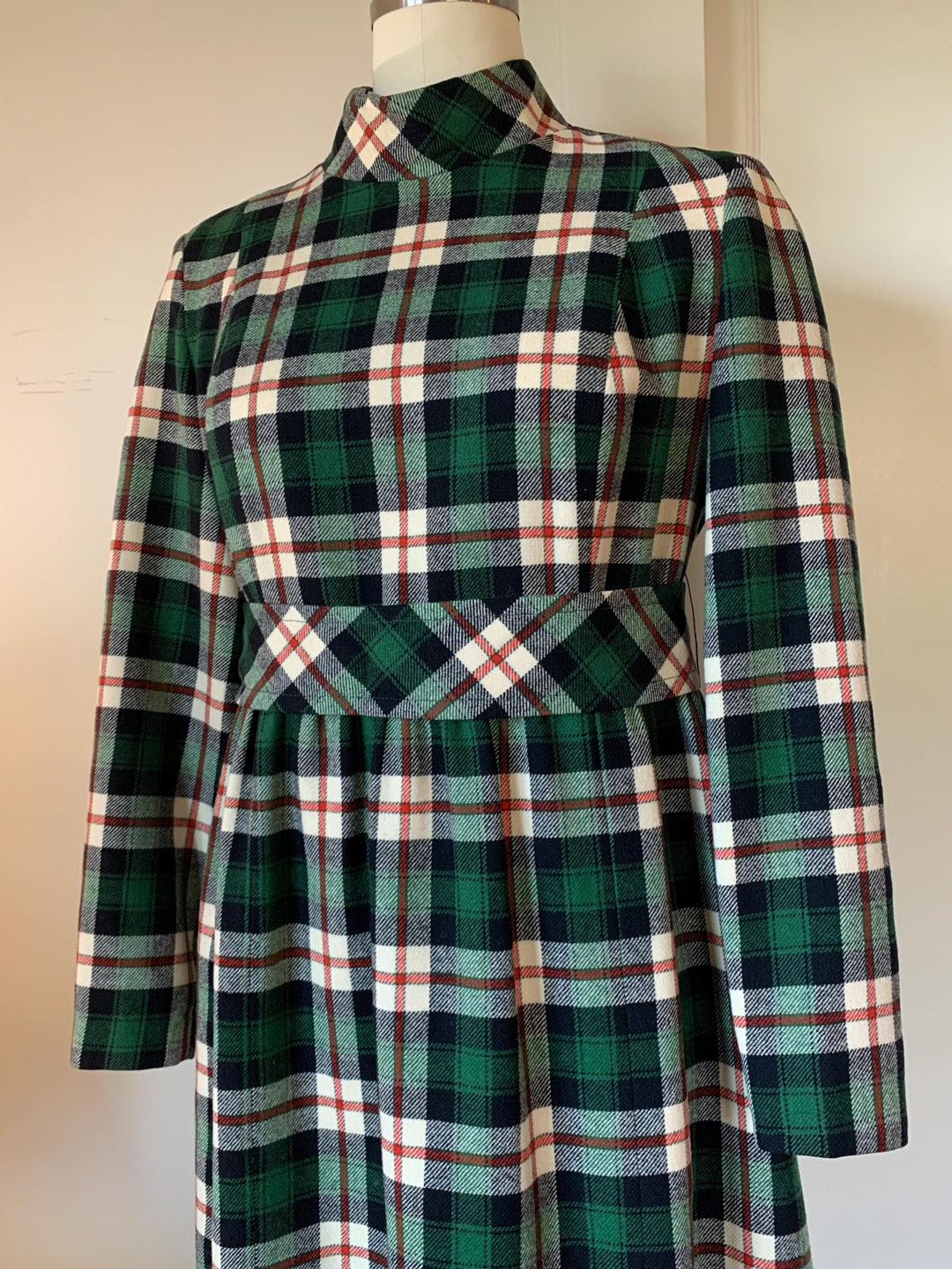 Vintage 60's Young Pendleton Green Plaid Dress With Matching Belt - Etsy