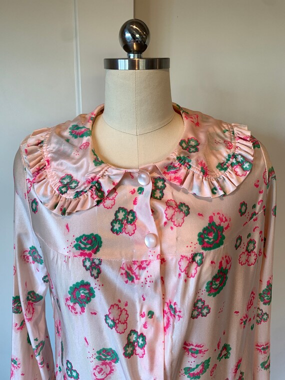 Vintage Pink and Green Vintage Robe with Matching Belt - Gem