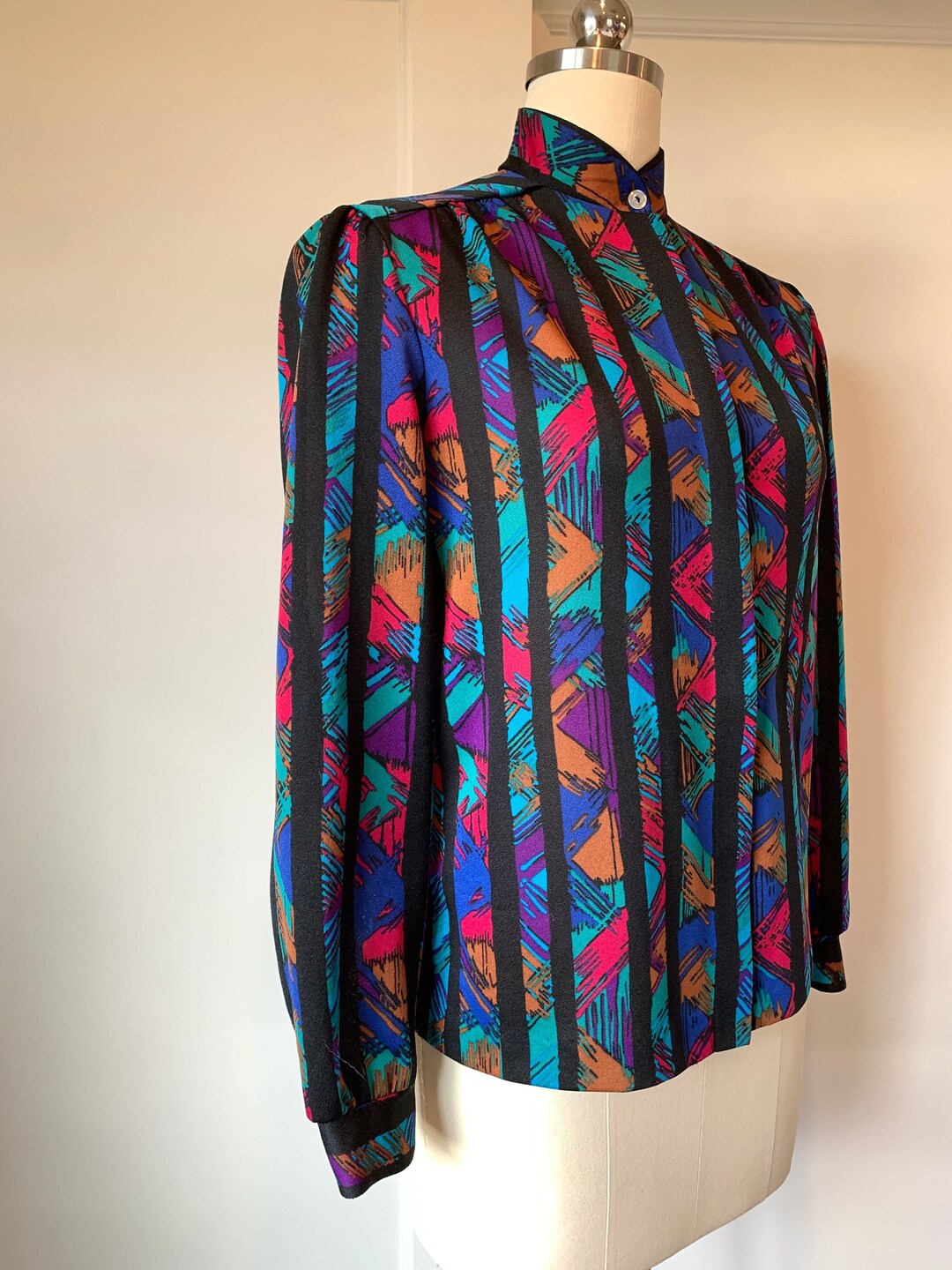 Vintage 70's Blair Dramatic Jewel Tone Blouse - Etsy