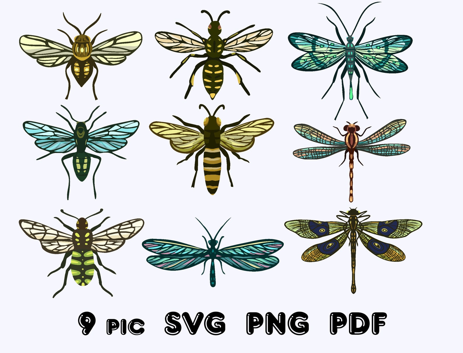 Bee Svg, Bee Png, Bee Pdf, Wasp Svg, Wasp Png, Wasp Pdf, Dragonfly Svg, Dragonfly Png, Dragonfly ...