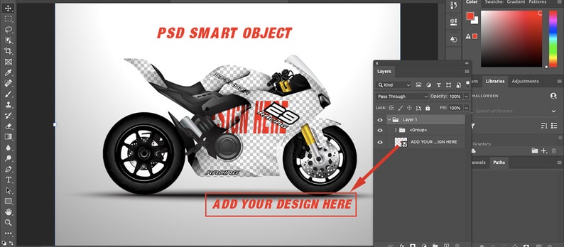 Motorcycle Sportbike Template Mockup - Editable Graphic Vector Design ...