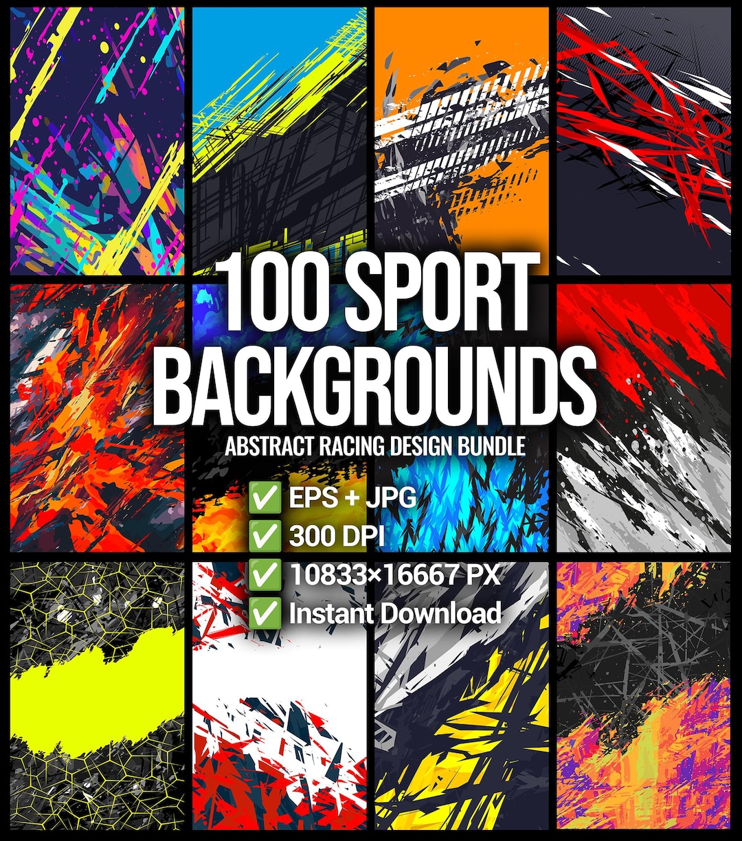 100 Sport Backgrounds Bundle | Abstract Racing Backdrops | Dynamic ...
