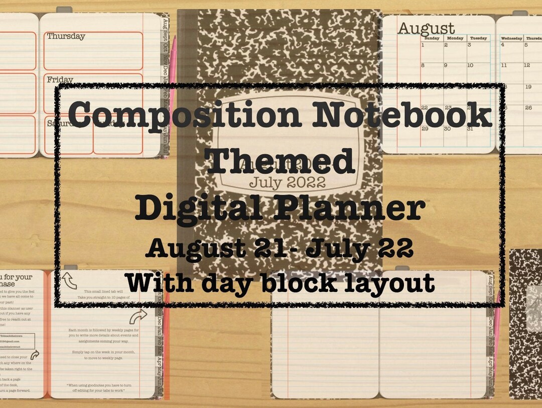 Composition Notebook Themed Digitial Planner - Etsy