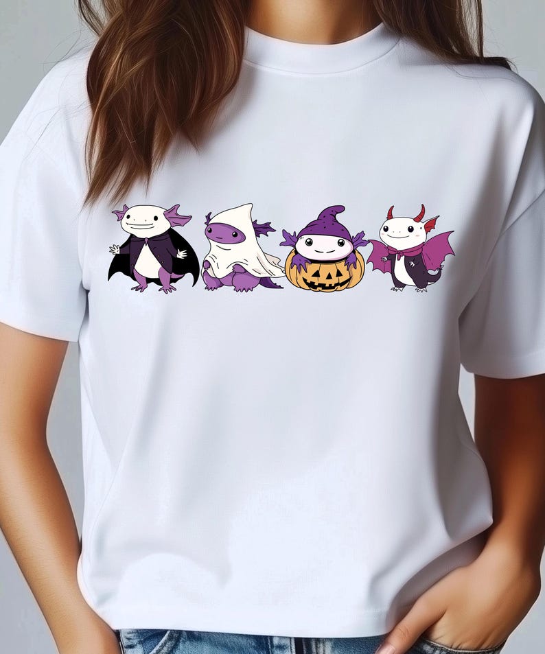 Funny Cute and Simple Axolotl in Halloween Costumes PNG, Halloween ...
