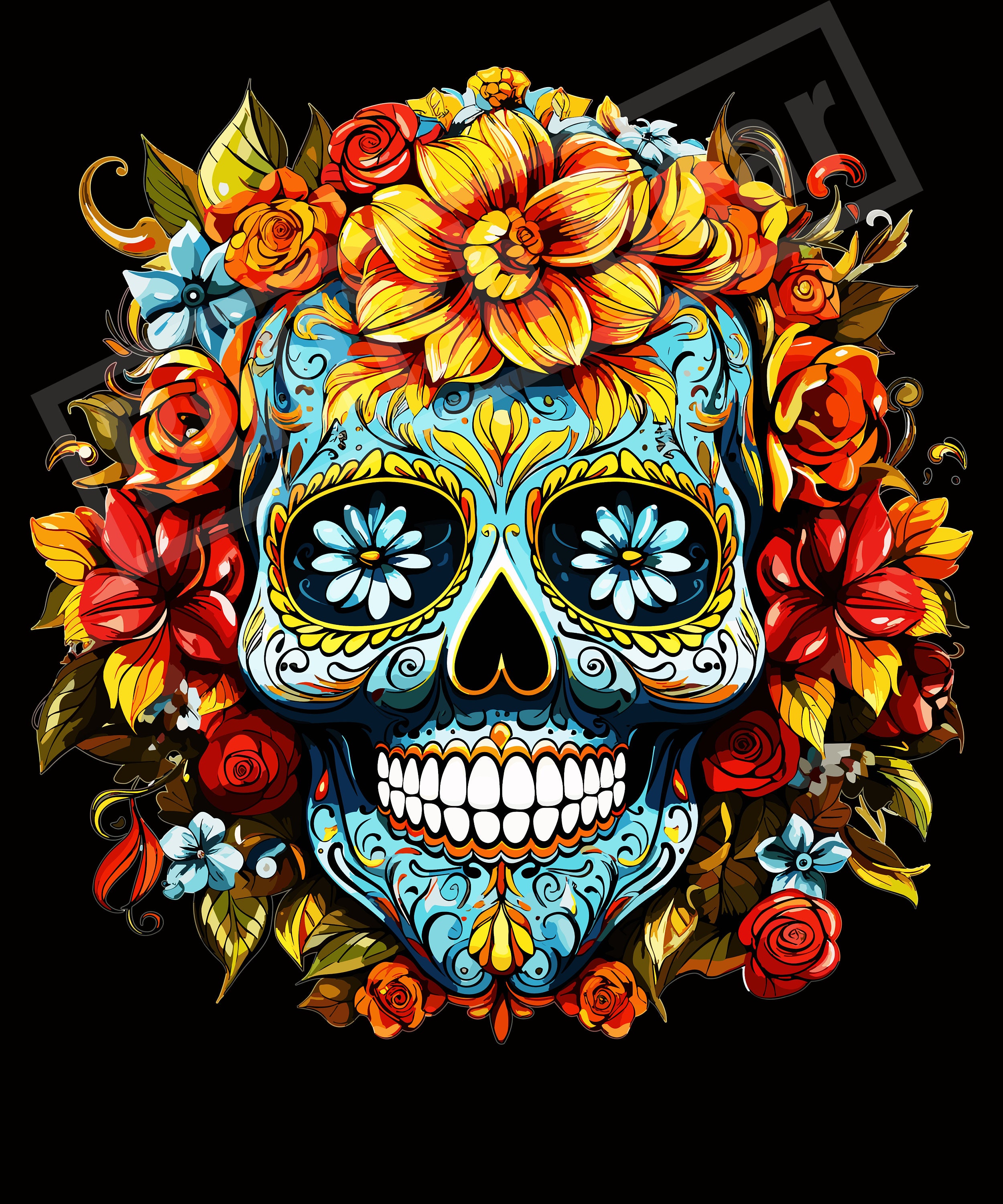 Halloween Sugar Skull Digital Download, PNG File Trasparent Background ...