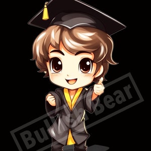 Cute Chibi Graduates Digital Download, PNG File Trasparent Background ...