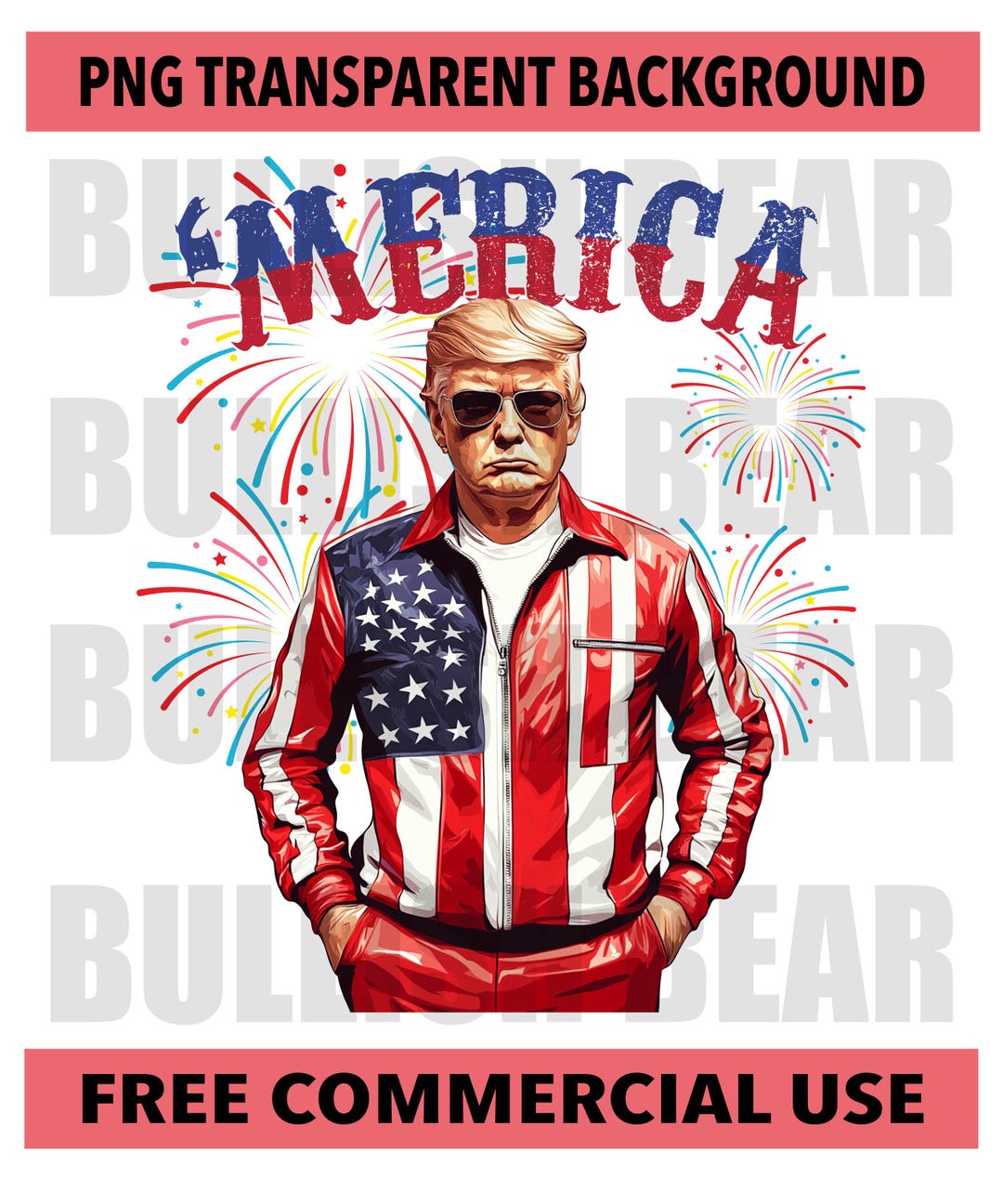 Cool Trump Merica PNG, Trump in American Flag Suit PNG, Patriotic Trump ...