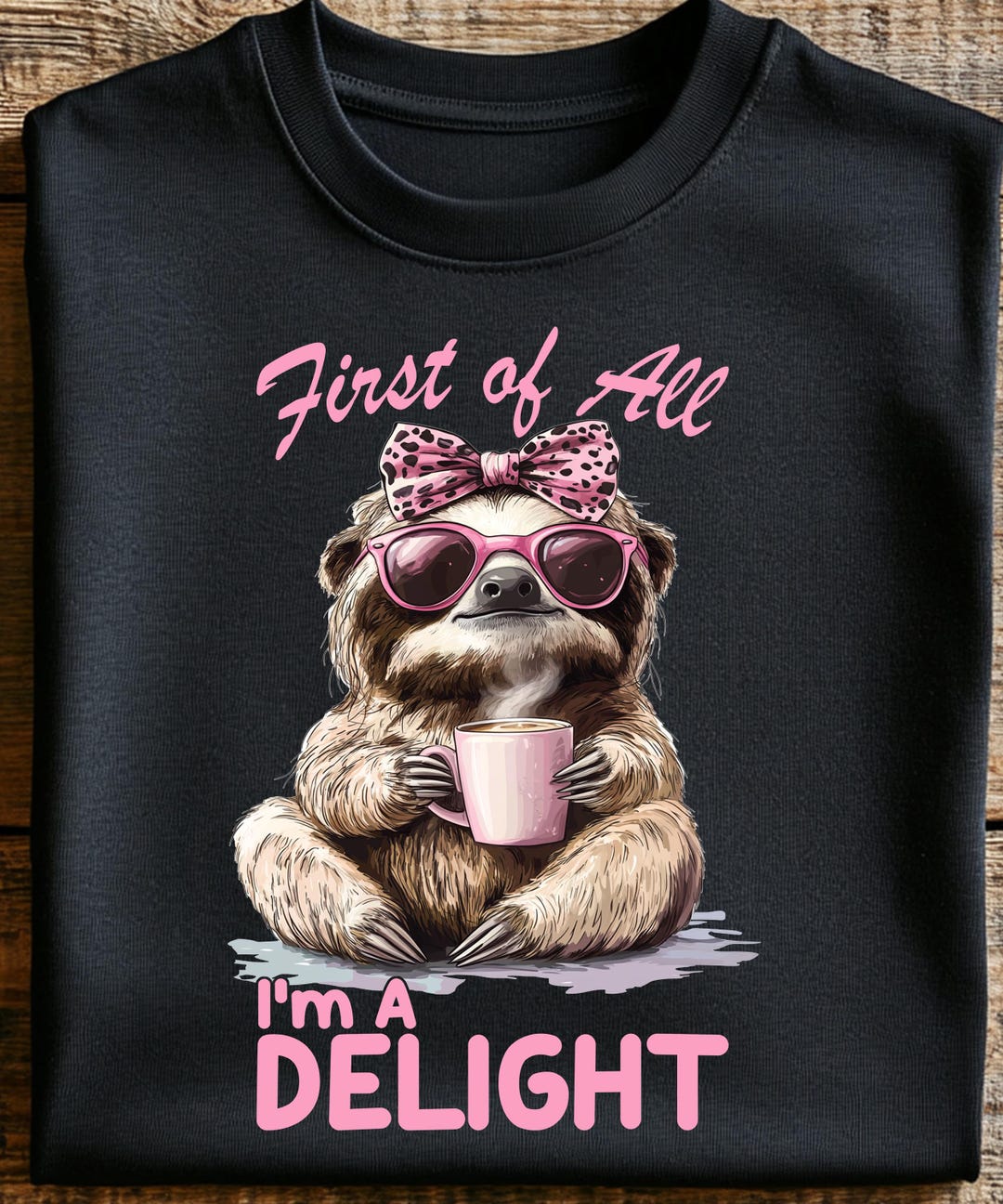 First of All I'm A Delight Sloth PNG, Sloth Humor Shirt Design ...