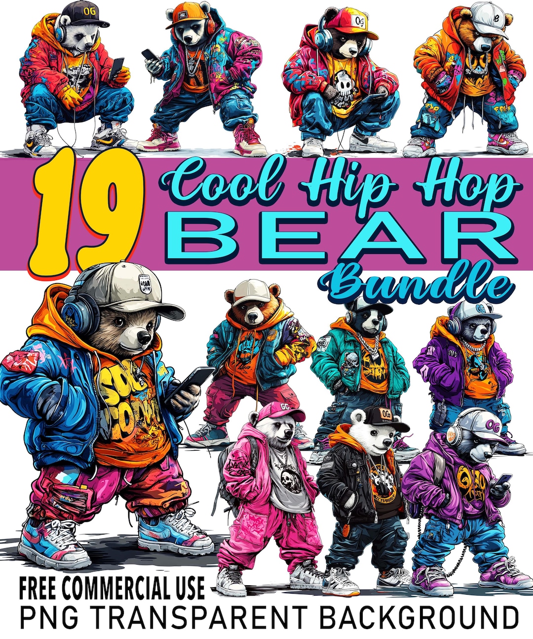 19 Cool Hip Hop Bear Digital Download, Graffiti Bear PNG Transparent ...