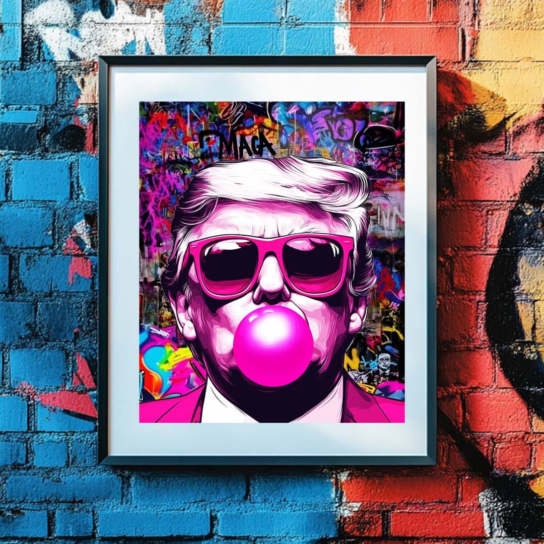 Donald Trump Blowing Bubble Gum With Graffiti Background PNG, Bubblegum ...