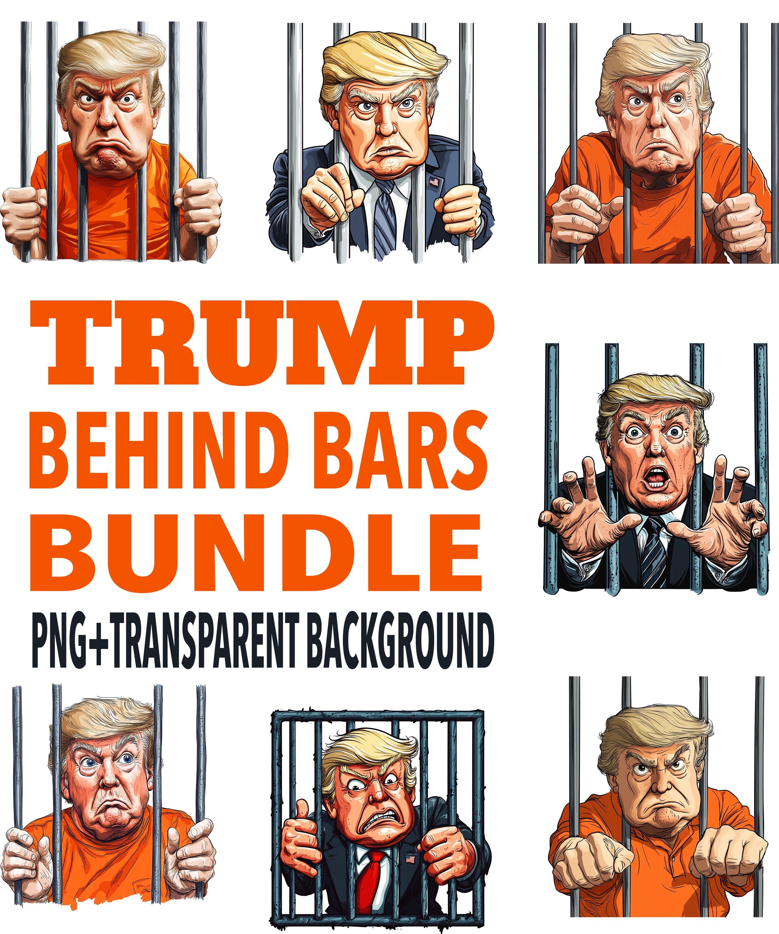 Trump Locked Behind Bars PNG Bundle, Funny Trump Inside Jail Digital ...