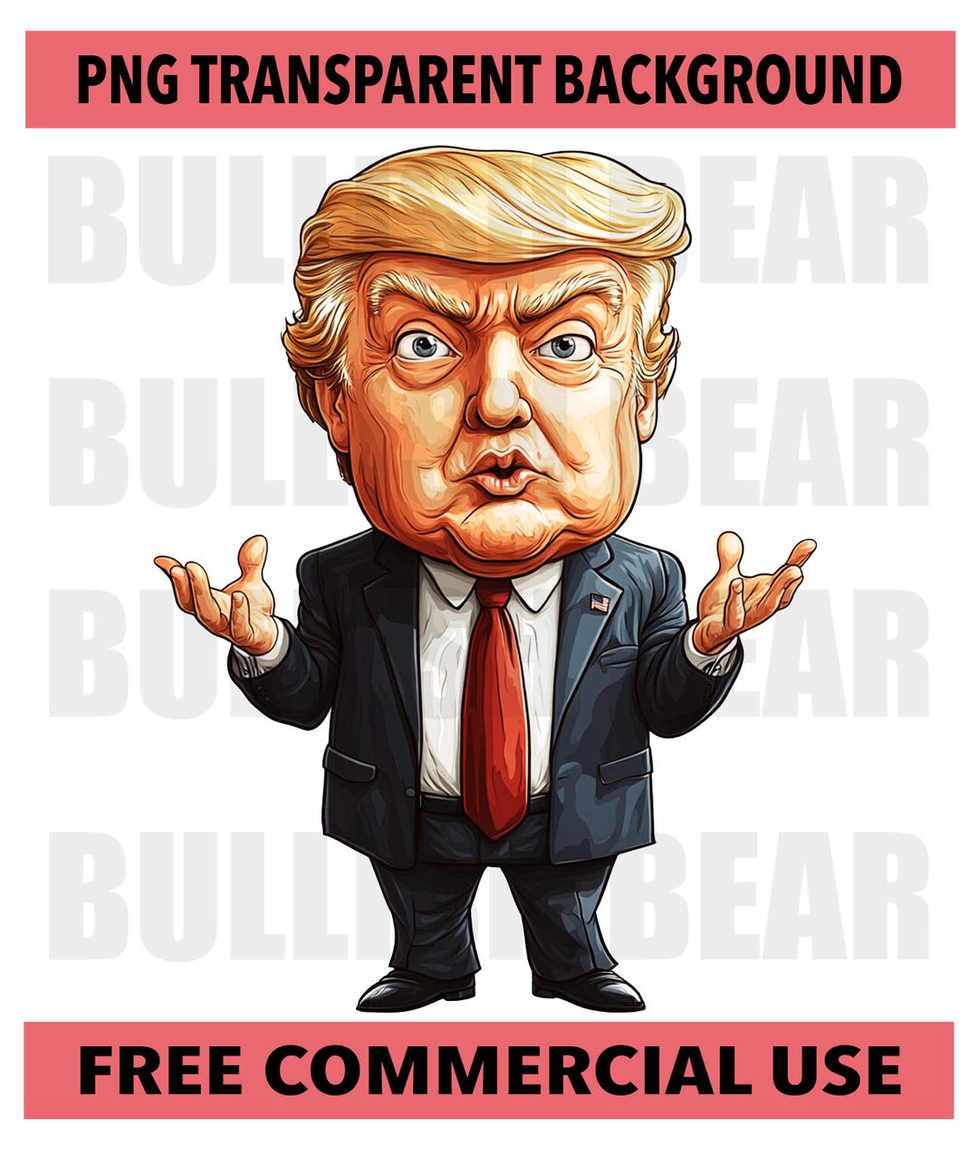 Trump Cartoon PNG Digital Download, Trump Clipart for Shirts, Political ...