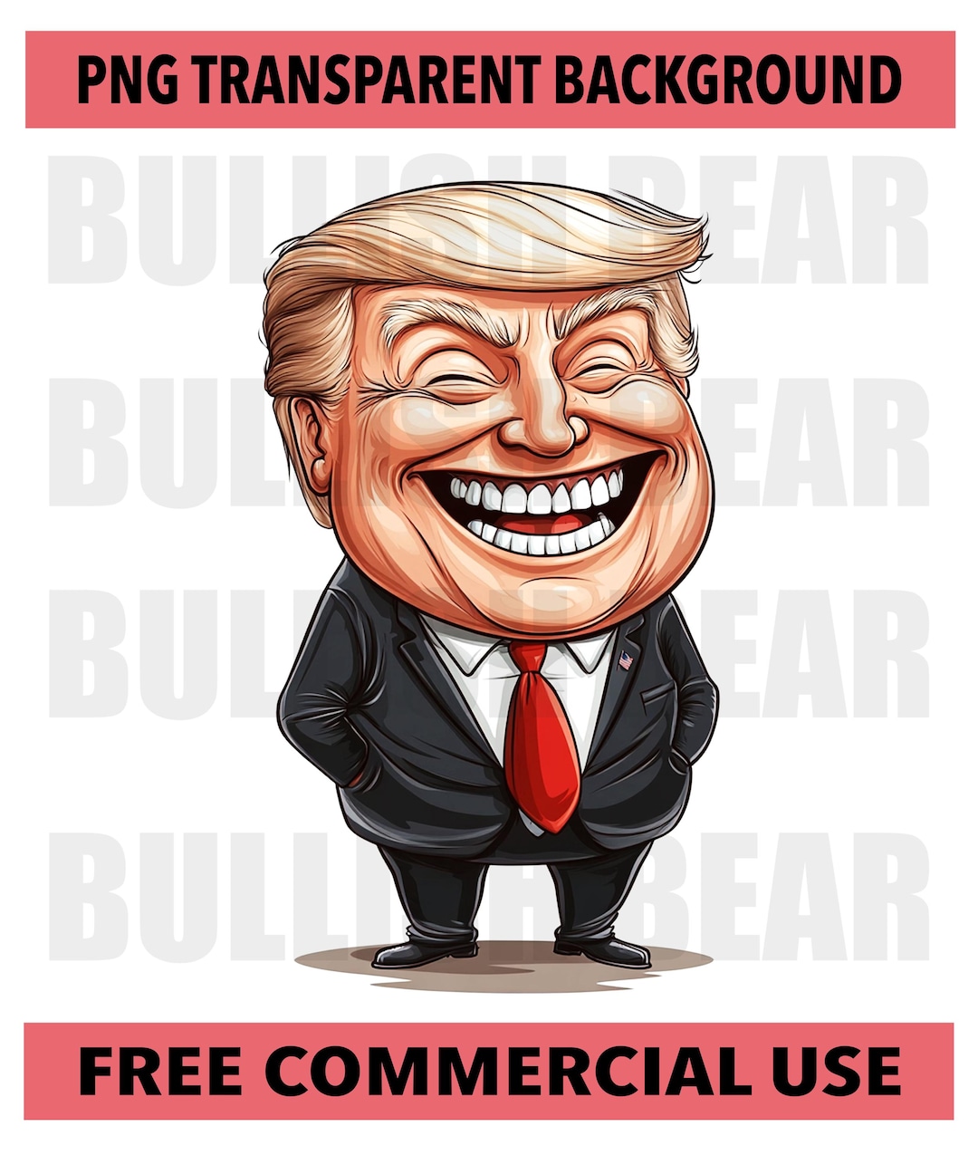 Trump Smiling Cartoon Clipart, Political Cartoon PNG, Trump Digital Art ...